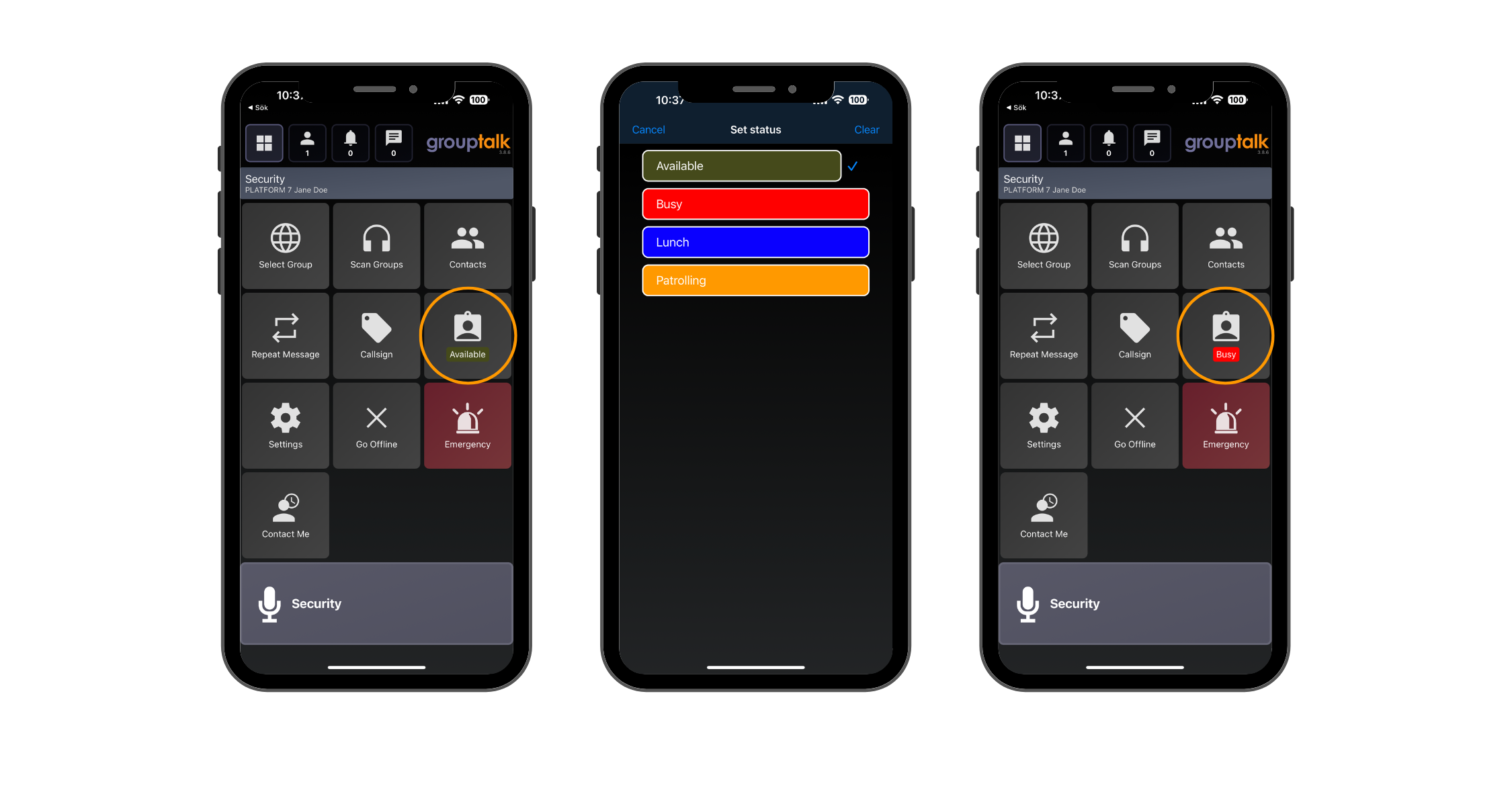 GroupTalk User Status feature - GroupTalk